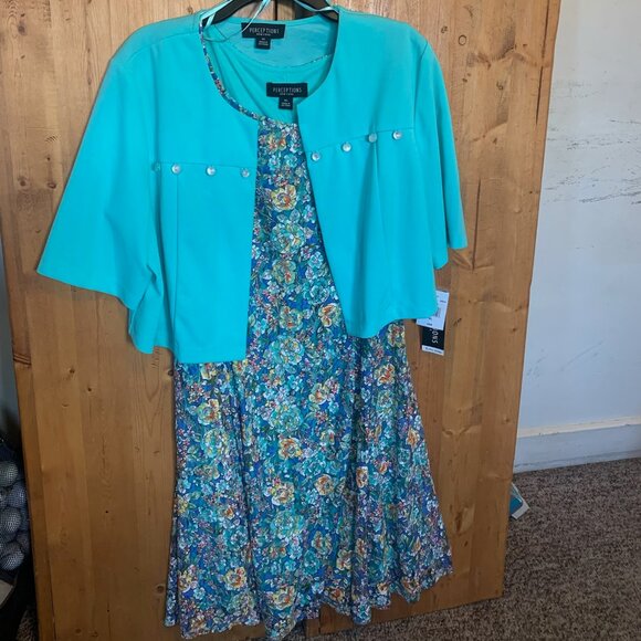 Perceptions | Dresses | Perceptions Turquoise Short Sleeve Jacket ...